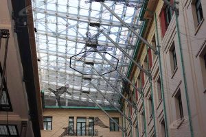 Glass Atrium – Canopy with Bolted Glazing & Fritted Glass - Glasscon